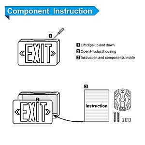 SPECTSUN 1PACK LED Exit Sign with Battery Backup, Green Exit Light,Hardwired Exit Sign, 120V/277V Exit Sign with Arrow,UL Exit Sign Lighting, Commercial Egress Light,2 sided Fire Exit Sign Plastic