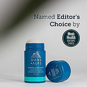 Oars + Alps Aluminum Free Deodorant for Men and Women, Dermatologist Tested and for Sensitive Skin, Travel Size, Deep Sea Glacier, 3 Pack, 2.6 Oz Each