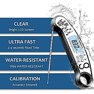 Digital Instant Meat Food Thermometer - BBQ or Grilling, Waterproof and Magnetic with Probe | Electric and Wireless, Quick, Smart Read for Cooking Red Meat, Candy, Tea, Oven Roast for Kitchen Cooking