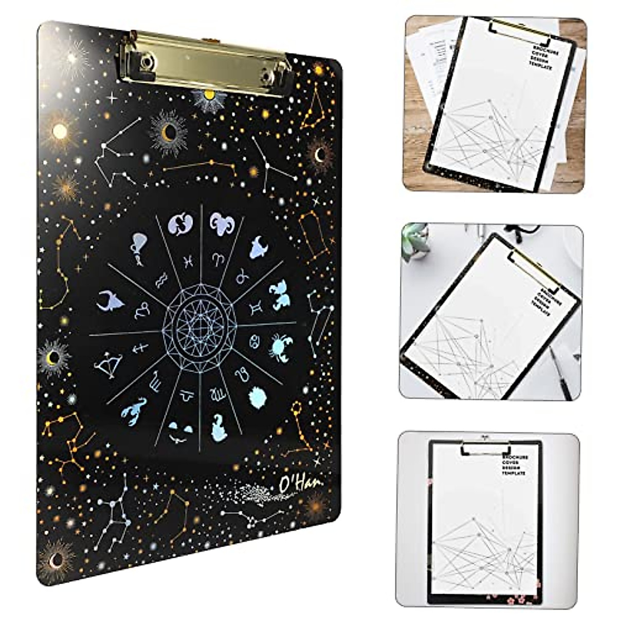 3pcs Pattern Clip Practical Exam Size for Fashion Office Low Portable Conference Teacher File Paper Decorative Storage A Letter Writing Holder Clipboard Profile Board