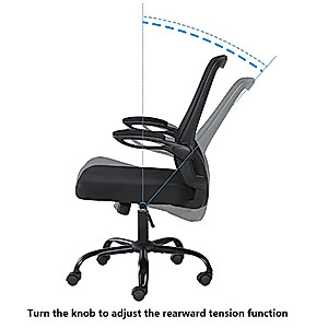 Mesh Office Chair Ergonomic Office Chair with Arm flip up and Back Support Office Chair, Adjustable Height Executive Office Chair for Computer Desk Home Office Chair Black