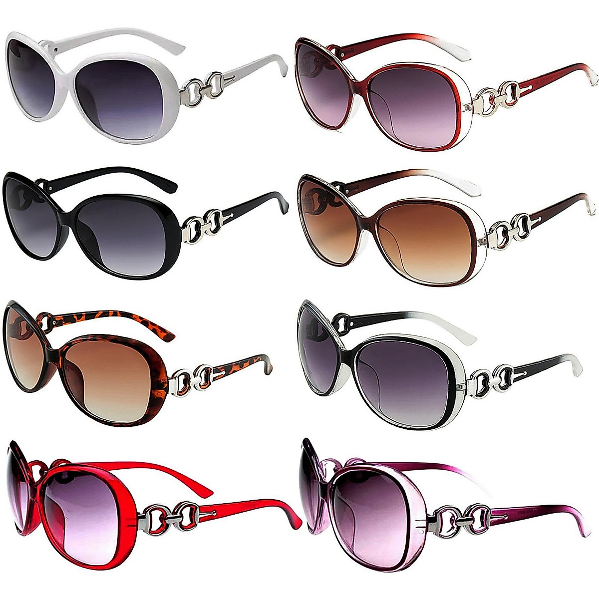 NLEYANB 8 Pairs Wholesale Classic Oversized Designer Fox Cat Eye Sunglasses for Women Men 100% UV Protection