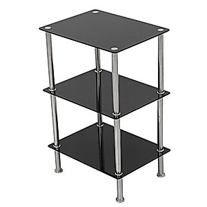 AVF S33-A Small 3 Tier Shelving Unit in Black Glass & Chrome
