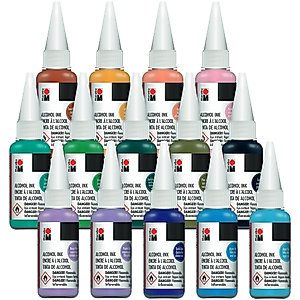Marabu Alcohol Ink Set - 14 Colors Alcohol Ink Set, 20ml Inks - Basic and Pastel Alcohol Ink for Epoxy Resin Art, Tumblers, Petri Dishes, Alcohol Paint Paper, Coasters, Resin Dye - 2022 Release