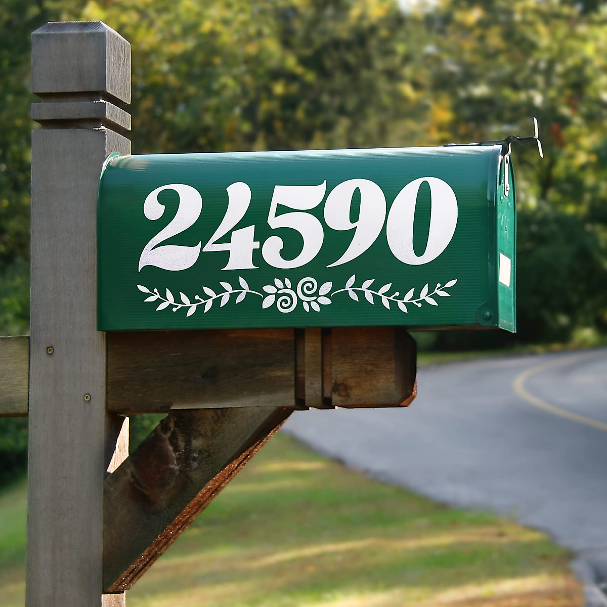 Mailbox Numbers Die Cut Decal Rustic Style Flowers House Number Address Apartment Office Stickers SignFront Door Rainproof Decal Vinyl Lettering Farmhouse Decor Double-sided Mailbox Number 4" Silver