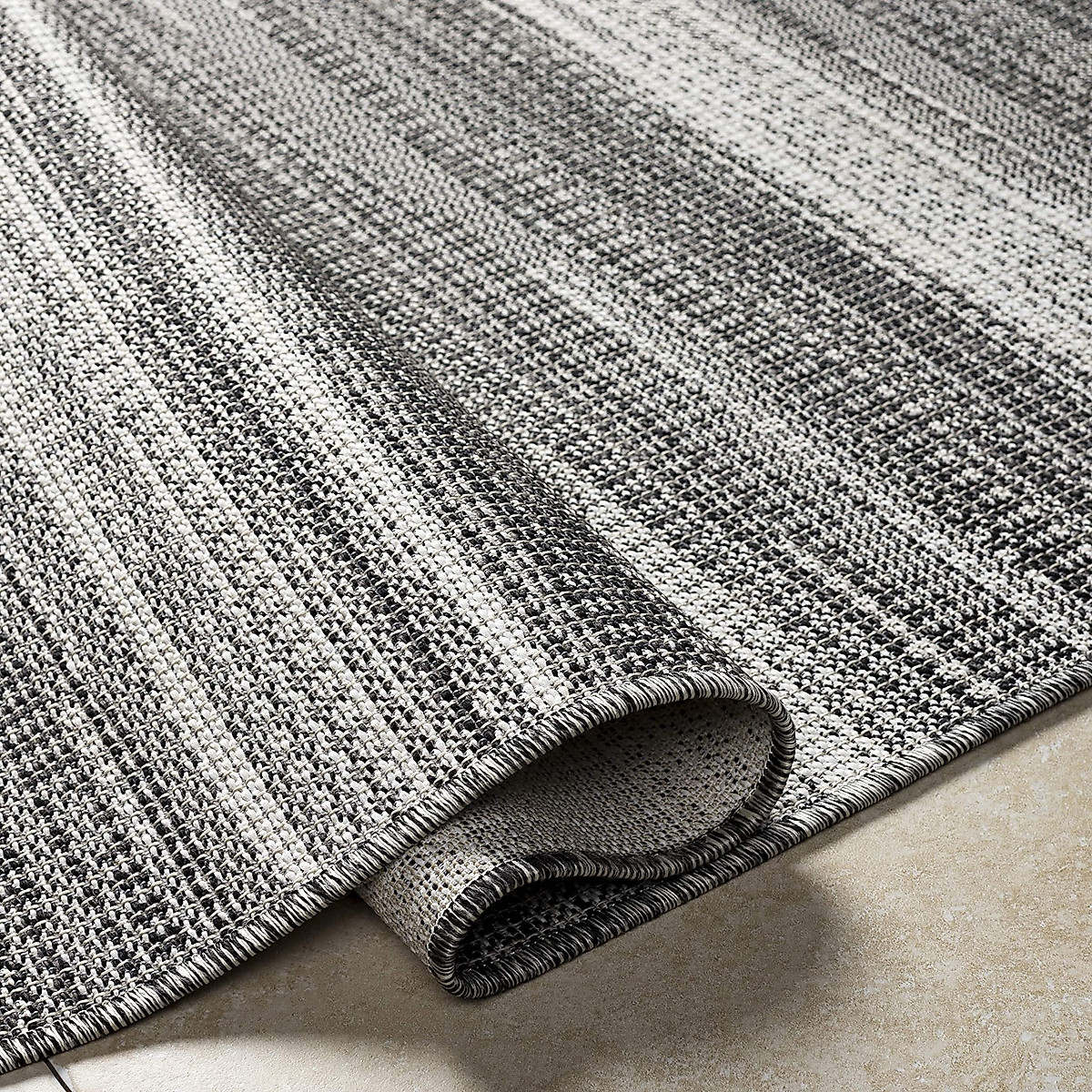 Mark&Day Outdoor Rugs, 8x10 Kyrenia Modern Indoor/Outdoor Charcoal Area Rug, Non Shedding Grey Beige Carpet for Patio, Porch, Deck, Bedroom, Living Room or Kitchen (7'7" x 10')