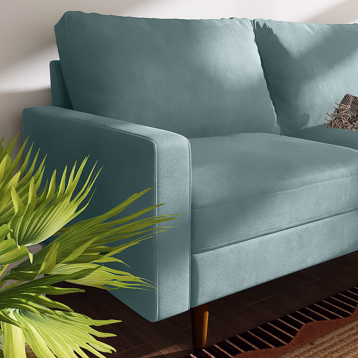 SILKIR 3-Person Couch for Living Room | Perfect for: Apartment/Studio/Office & Small Space | Velvet Fabric | Fast and Easy Assembly Modern Contemporary Mid-Century, 70 Inch Sofa, Aqua Turquoise