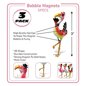 Puzzled Flamingo Refrigerator Bobble Magnet (Set of 3)