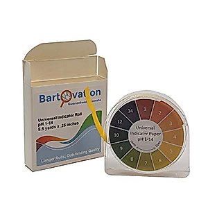 Universal 1-14 pH Test Paper Roll, Wide Range [5.5 Yard (5m) Length x 1/4" (7mm) Thick Roll with Dispenser]