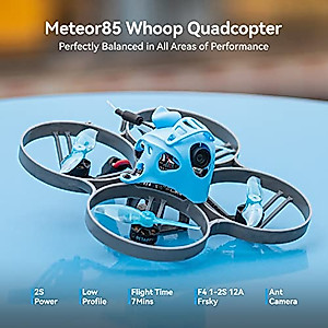 BETAFPV Meteor85 2S Brushless Whoop Drone Quadcopter for FPV Freestyle Flight Indoor Outdoor Fly Up to 7 Minutes with F4 1S 12A AIO Flight Controller 1103 11000KV Motor 2015 2-Blade Propeller-Frsky