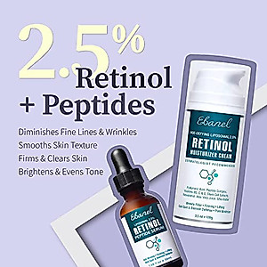 Ebanel 2.5% Retinol Cream for Face Moisturizer with Peptide, Hyaluronic Acid, Anti Aging Wrinkle Night Cream, Skin Tightening Firming Cream for Face and Neck, Minimizes Dark Spot, Age Spot, Acne Scar