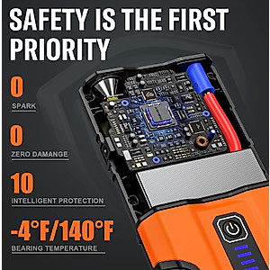 ASPERX AX2500 Jump Starter, 21000mAh 2500A Peak Battery Starter for 10L Gas or 7.3L Diesel Engines, 12V Auto Battery Booster, Lithium Jump Box with USB QC3.0, Jump Pack with Built-in LED Light