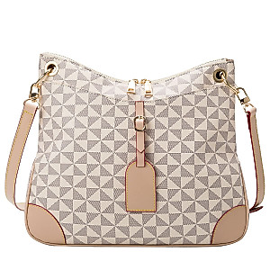 anck Crossbody Bags for Women Luxurious Leather Shoulder Purse- Zipper Pocket Small Crossbody Bags for Women Purses Fashion Lightweight Handbags Shoulder Bag (White)