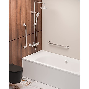 24 Inch Anti Slip Shower Grab Bar, Munzong Stainless Steel Bathroom Grab Bar, Satin Brushed Nickel Knurled Bathroom Balance Bar,Safety Hand Rail Support Handicap Elderly Senior Assist Bath Handle