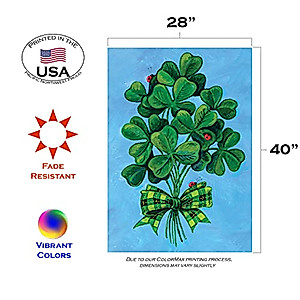 Toland Home Garden 102589 Shamrock Bouquet St Patricks Day Flag 28x40 Inch Double Sided St Patricks Day Garden Flag for Outdoor House St Pats Flag Yard Decoration