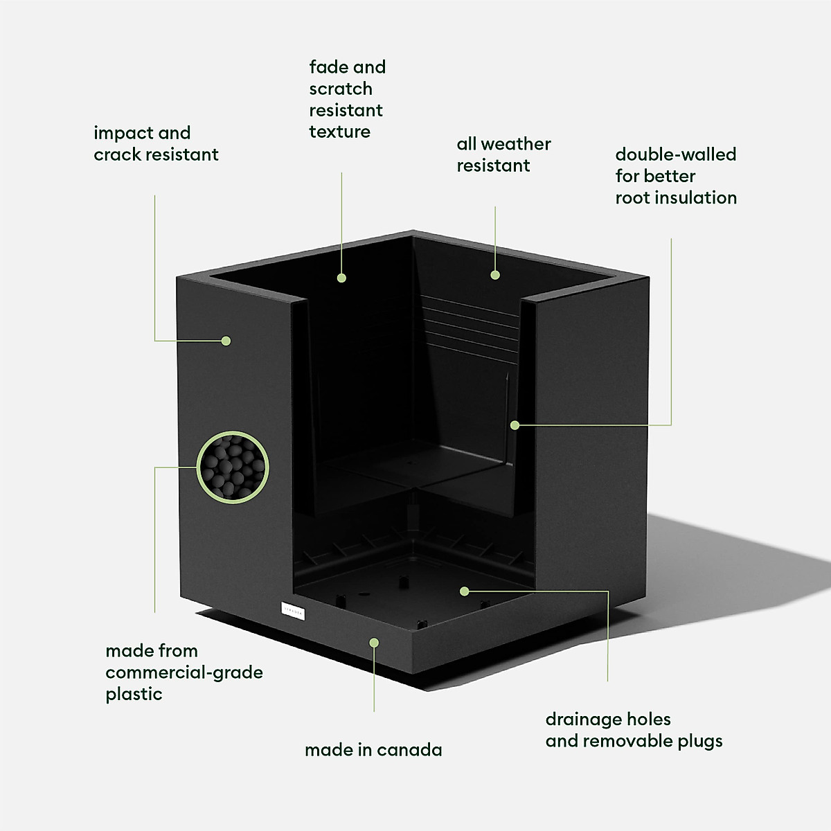 Veradek Block Series Cube Plastic Planter - Large Square Planter for Indoor or Outdoor Patio/Garden | Durable All-Weather Use with Drainage Holes | Modern Décor for Tall Plants, Trees, Flowers