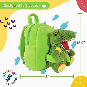 Pet Plush Dinosaur Stuffed Animal Backpack for Boys & Girls 3 - 4 - 5 Years Old w/ Removable T Rex Plush Toy - Backpack Dinosaur - Dinosaur Toys for Kids 3-5 w/ Dino Plushie Kid Animal Backpack (Green