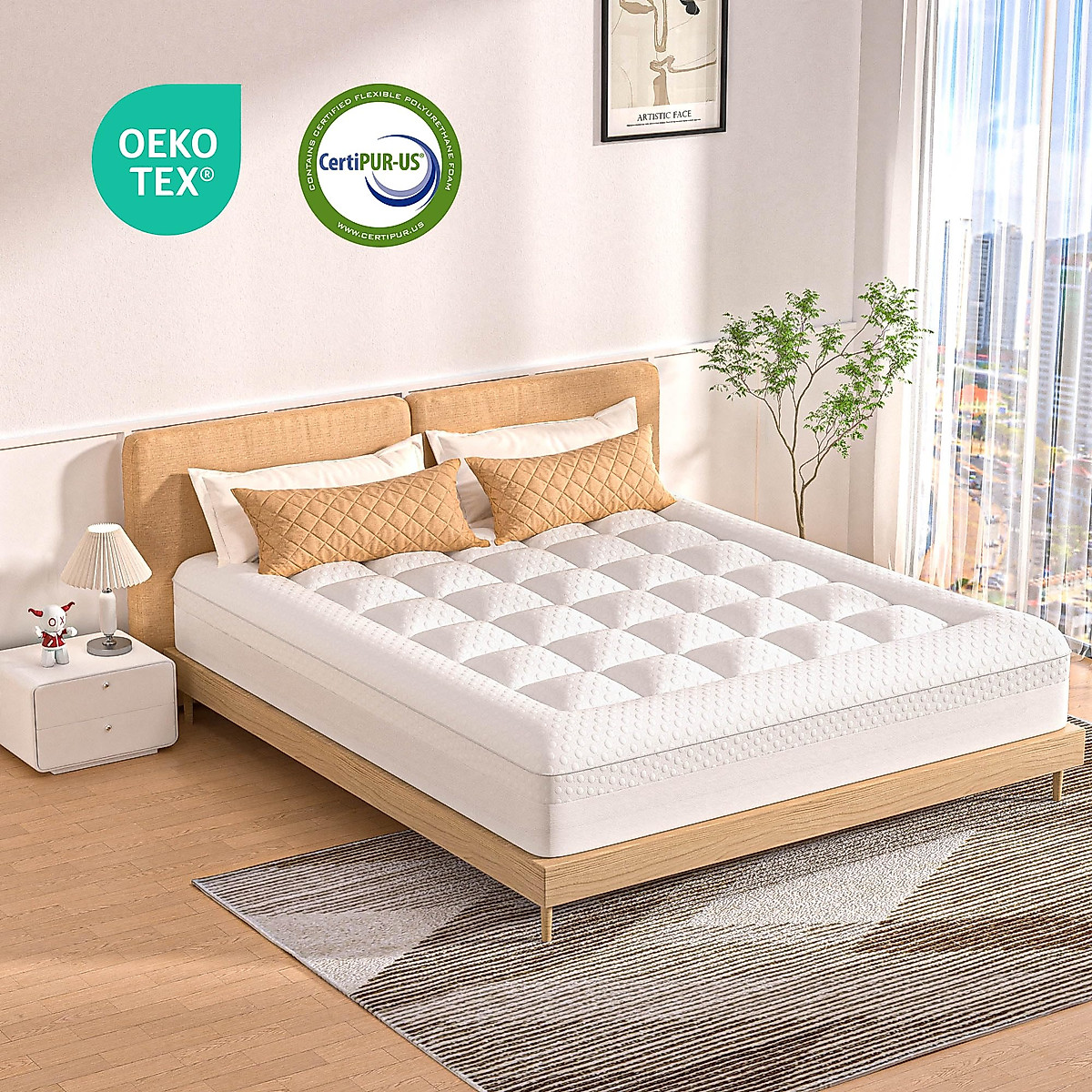 AprLeaf Pillow Top Mattress Topper Queen Size, 3 Inch Dual Layer Mattress Topper, 1 Inch Cooling Pillow Topper and 2 Inch Gel Memory Foam Mattress Topper for Back Pain