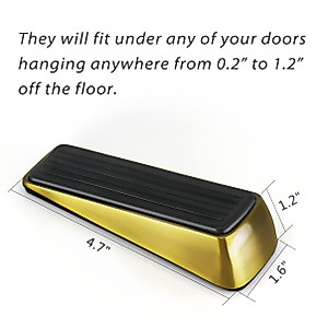 2 Pack Gold Door Stopper - Modern Brass Heavy Duty Door Stop - Large Wedge Holds Doors Firmly and Doesn't Budge - Made of Rubber and Zinc Alloy, Door Weights for Home Premium Door Stopper Office(Gold)