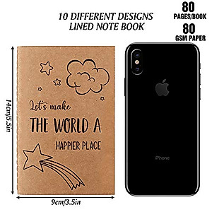 JPSOR 20 Pack Notebooks for Kids Bulk, Mini Journal, Small Kraft Notebooks, 3.5" x 5.5" Inspirational Notebook, Lined Notebook with 10 Different Happy Designs for Students Classroom School Supplies