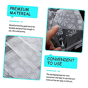 Abaodam 400 Pcs Snowflake Self-adhesive Bag Christmas Pouches Biscuit Storage Pouch Cellophane Treat Bags Cookie Packaging Bags Holding Bag Clear Wrapping Bags Baking Bag Opp Candy
