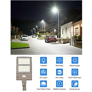 KUKUPPO 10Pack 480 Volt 400W LED Parking Lot Light 60,000LM, Dusk to Dawn LED Shoebox Parking Pole Mount Light 5000K IP65 Waterproof Outdoor Commercial Area Lighting with Slip Fitter 277-480VAC