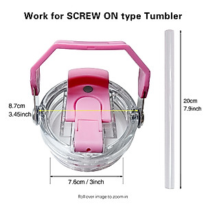 Replacement Lid for Stanley IceFlow 20oz 30oz Spill Proof Tumbler Cover with Handle & 2-in-1 Flip Straw Spout (Clear lid Pink)