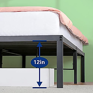 Olee Sleep 14 Inch Tall T-2000 Steel Slat, Non-Slip Center Support, No Box Spring Needed, Easy Assembly, Twin XL Size Bed Frame, Black