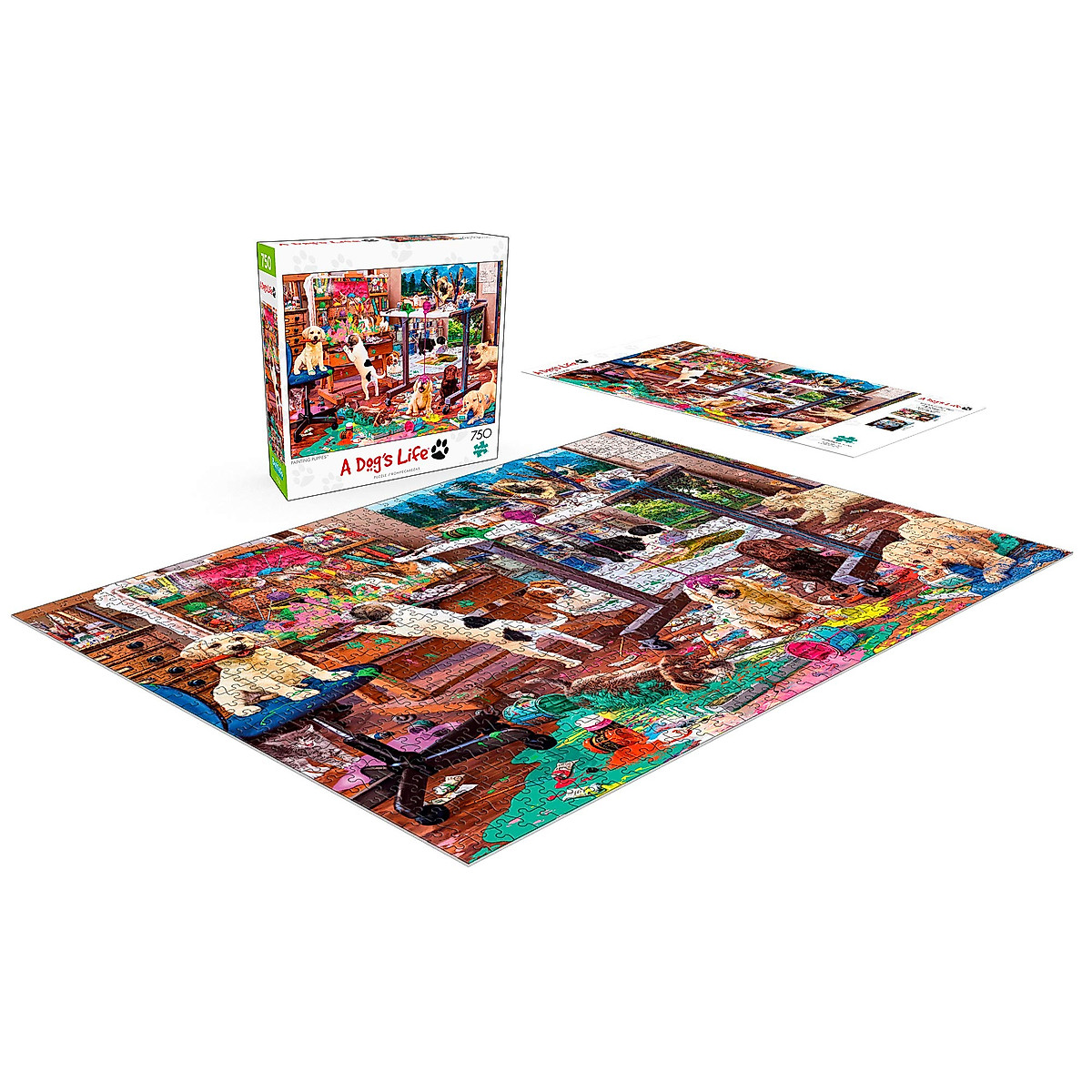 Buffalo Games - Steve Read - Painting Puppies - 750 Piece Jigsaw Puzzle for Adults Challenging Puzzle Perfect for Game Nights - Finished Puzzle Size is 24.00 x 18.00