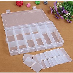 Adjustable 36 Compartment Slot Clear Plastic Storage Craft Box Organizer Container Case Tool for Jewellery Hair and Make Up Comestic Accessories