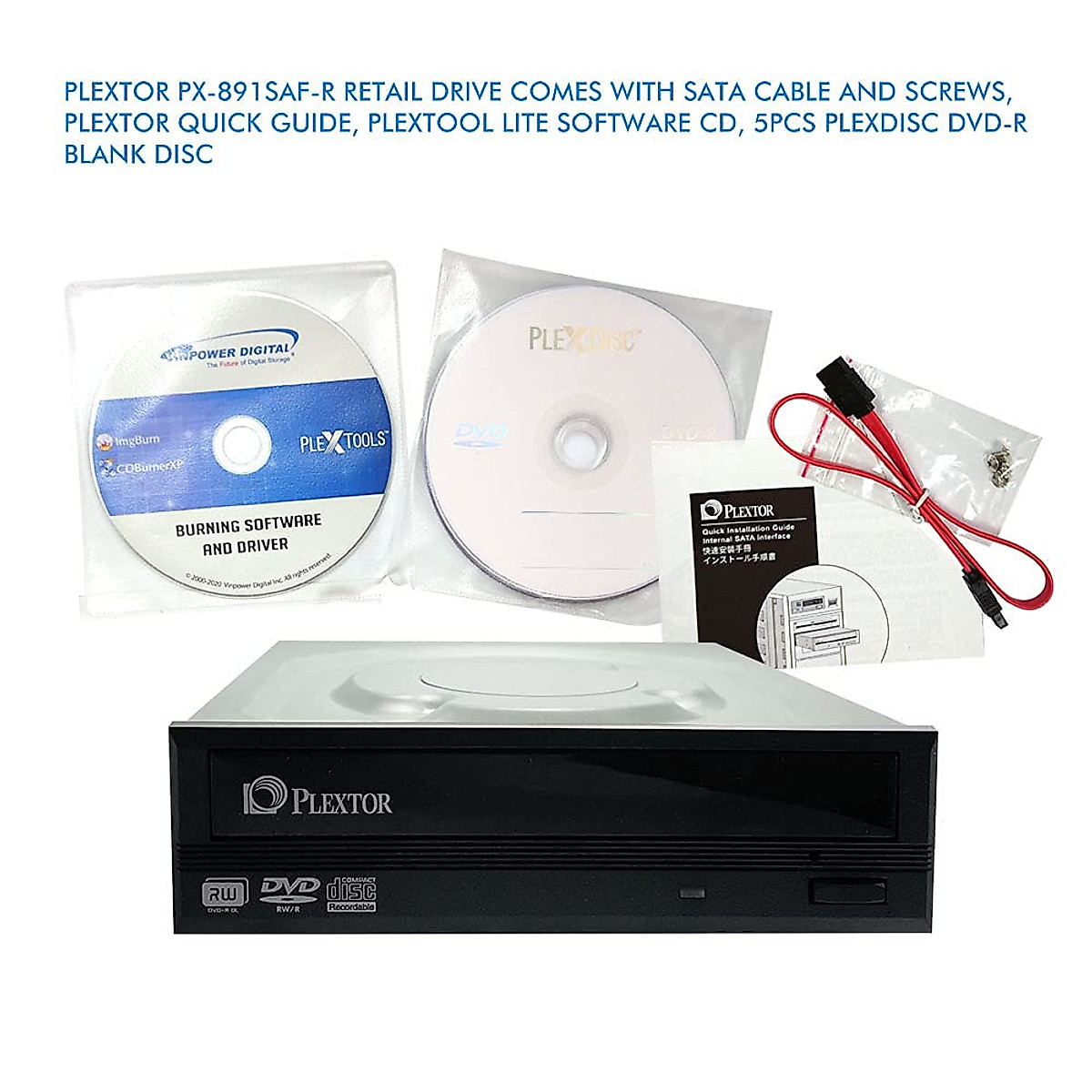 Digital Plextor PlexWriter PX-891SAF-R 24X SATA DVD +/- RW Dual Layer Burner Drive (Retail Pack)