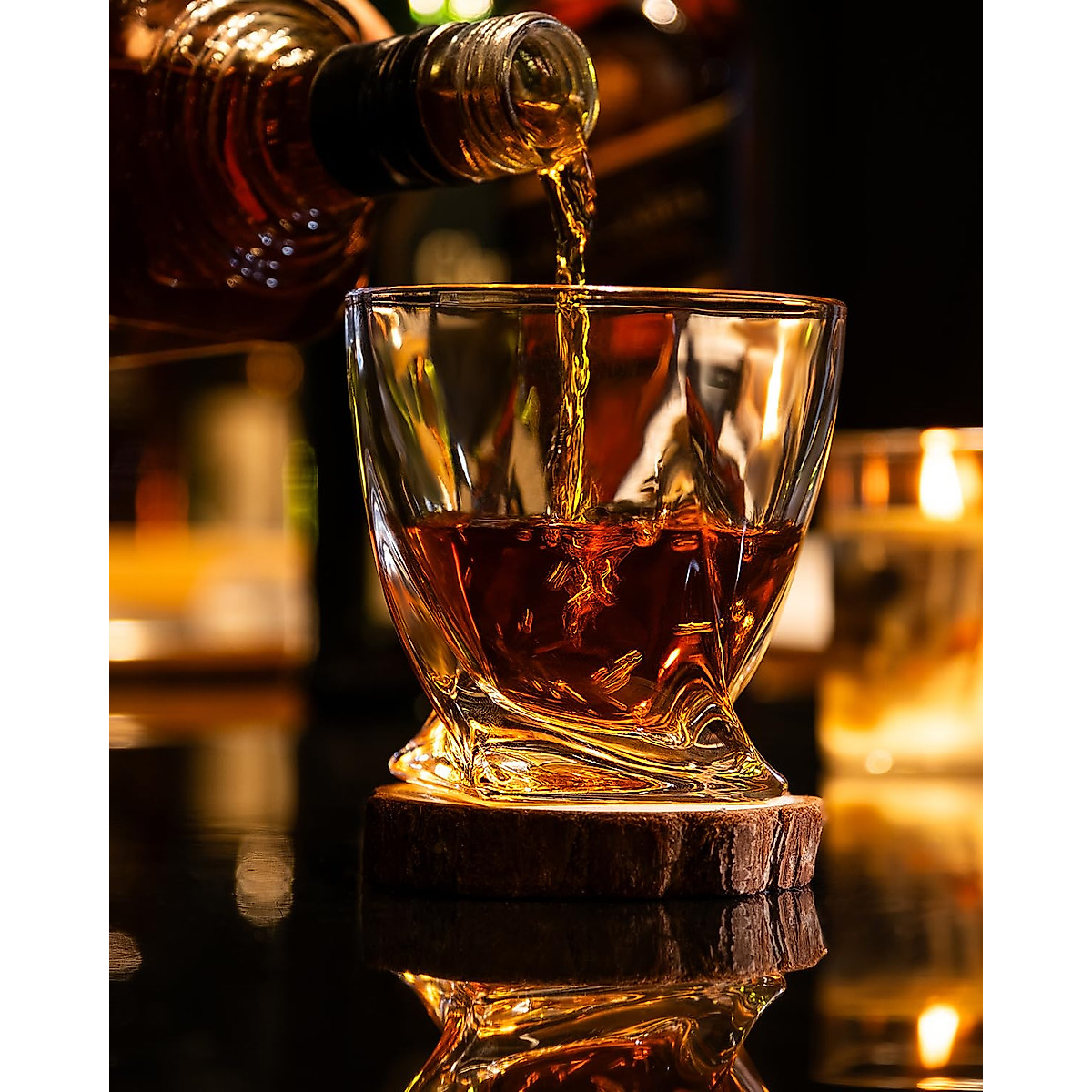 BaveL Whiskey Glasses - 10 OZ Premium Shaped Scotch Glasses set of 4,Glassware Set,Tumblers for Drinking Bourbon whiskey, Cognac, Irish Whisky,Vintage Elegant whiskey glass