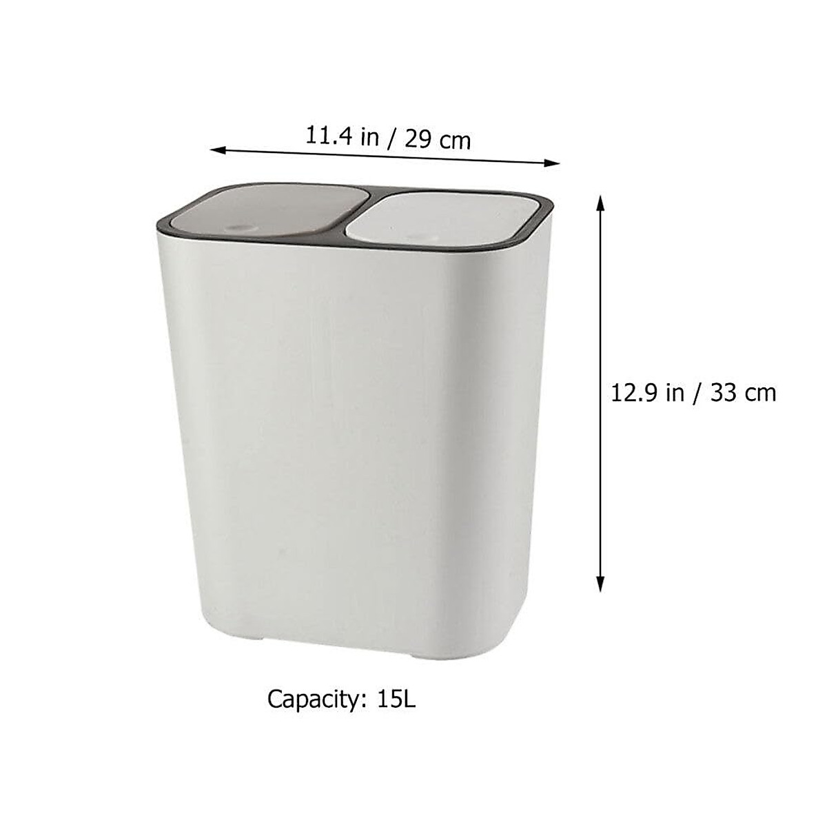 MAGICLULU Dual Trash Can Dry and Wet Separation Trash Can Plastic Garbage Can with Lid Kitchen Sorting Trash Can 2 Compartments Garbage Waste Can Dustbin Rubbish Box 15L