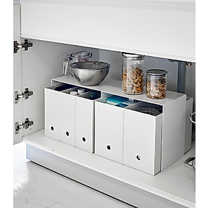 Yamazaki Home Cabinet Storage Organizer | Set of 2 | Kitchen Pantry | Steel | Riser, One Size, White