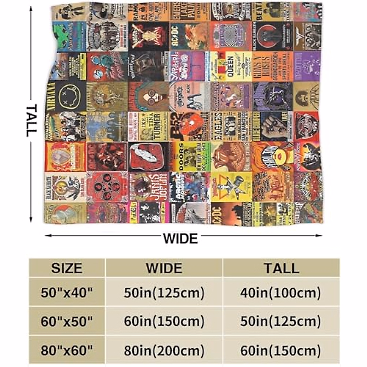 Jasongamo Rock Band Collage Flannel Blanket Lightweight Cozy Bed Blankets Soft Throw Blanket Fit Couch Sofa Suitable for All Season50 X40