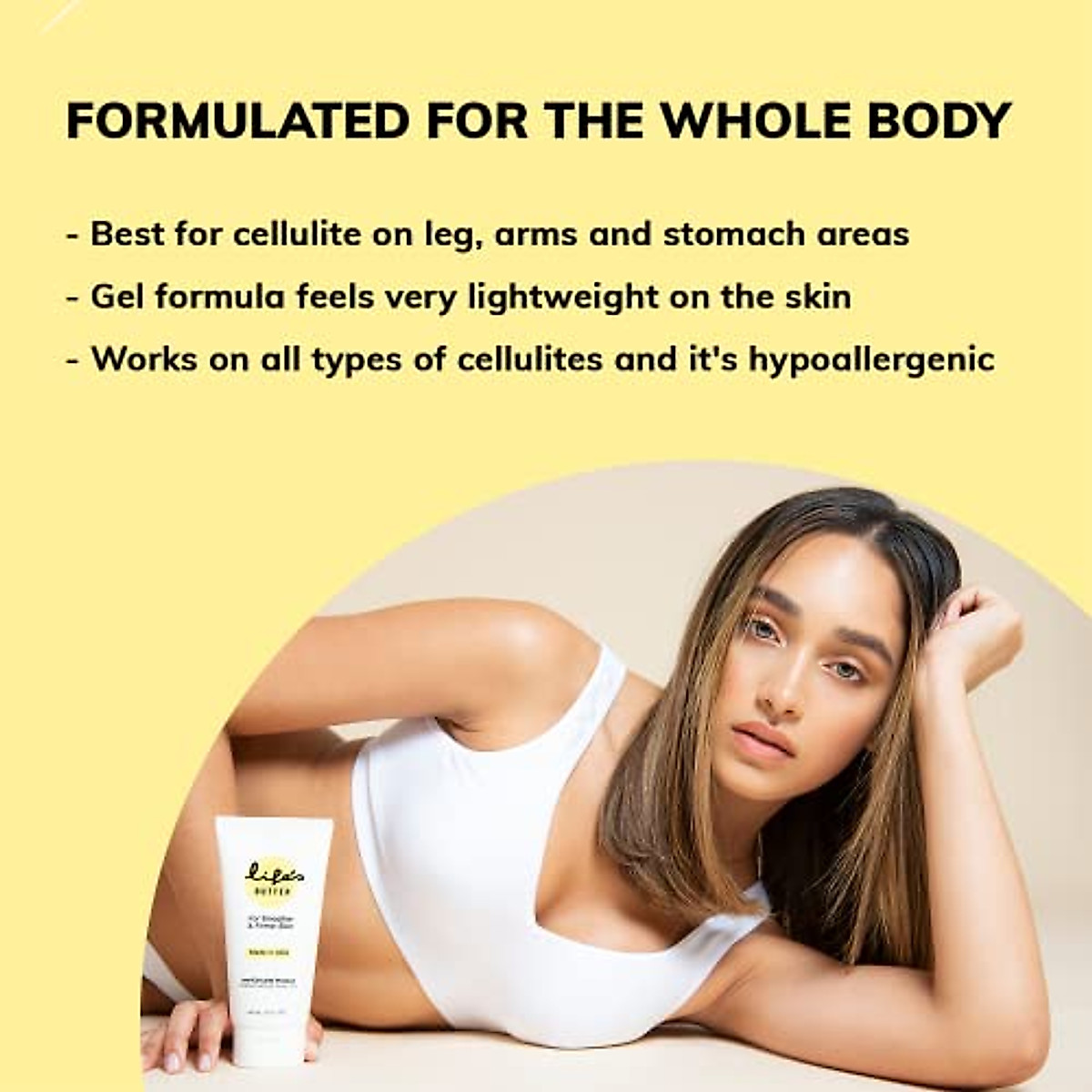 Life’s Butter Anti-Cellulite Cream with Coenzyme Q10, L-Carnitine and Coconut Oil | Skin Smoothening Natural Product | Skin Firming Lotion Cellulite Remover Treatment | 6 fl oz