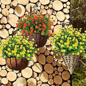 GETYARD 24 Bundles Outdoor Artificial Flowers for Decorations, No Fade Fake UV Resistant Plastic Greenery Plants for Garden Patio Porch Window Box Home Wedding Décor (Yellow)