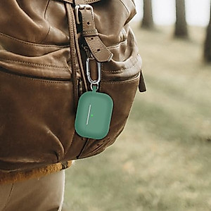 Tandoler Compatible with Airpods Pro 2 Case, Soft Silicone Skin Cover Shock-Absorbing Protective Cases with Keychain Compatible for AirPod Pro 2nd Generation [Front LED Visible]，Pine Green