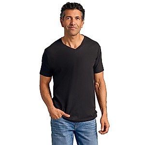True Classic V Neck Mens T Shirt, Premium Fitted Soft Men's T-Shirts, Black, XXL