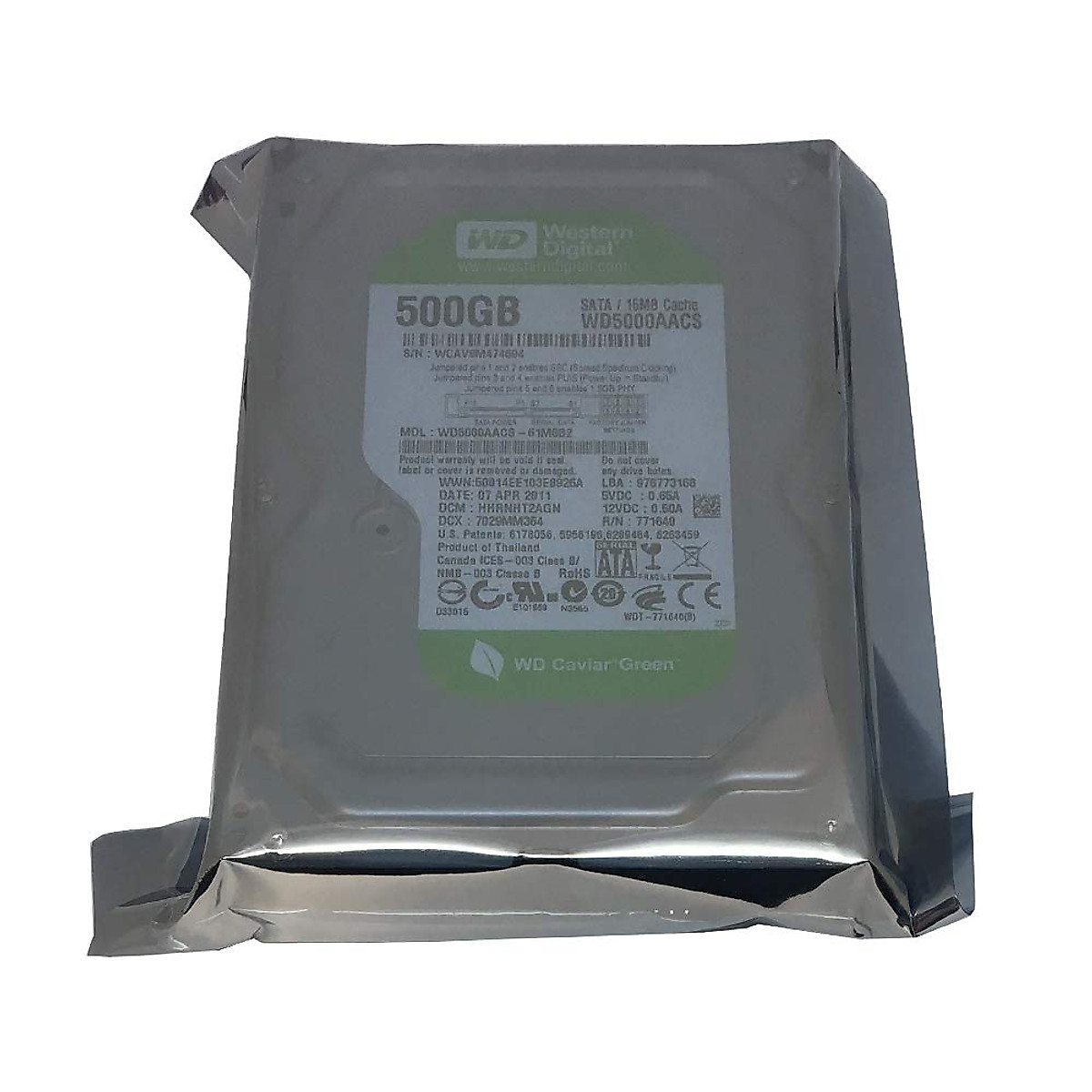Western Digital Caviar Green 500 GB Bulk/OEM Hard Drive 3.5 Inch, 16 MB Cache, 5400 RPM SATA II WD5000AACS