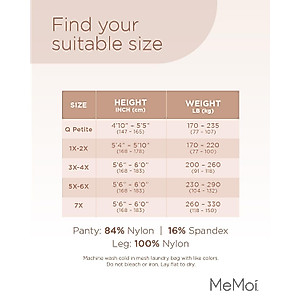 MeMoi Plus Size Curvy Control Top Pantyhose for Women, Comfortable Sheer Pantyhose, Lightweight Womens Stockings - French Coffee 7X
