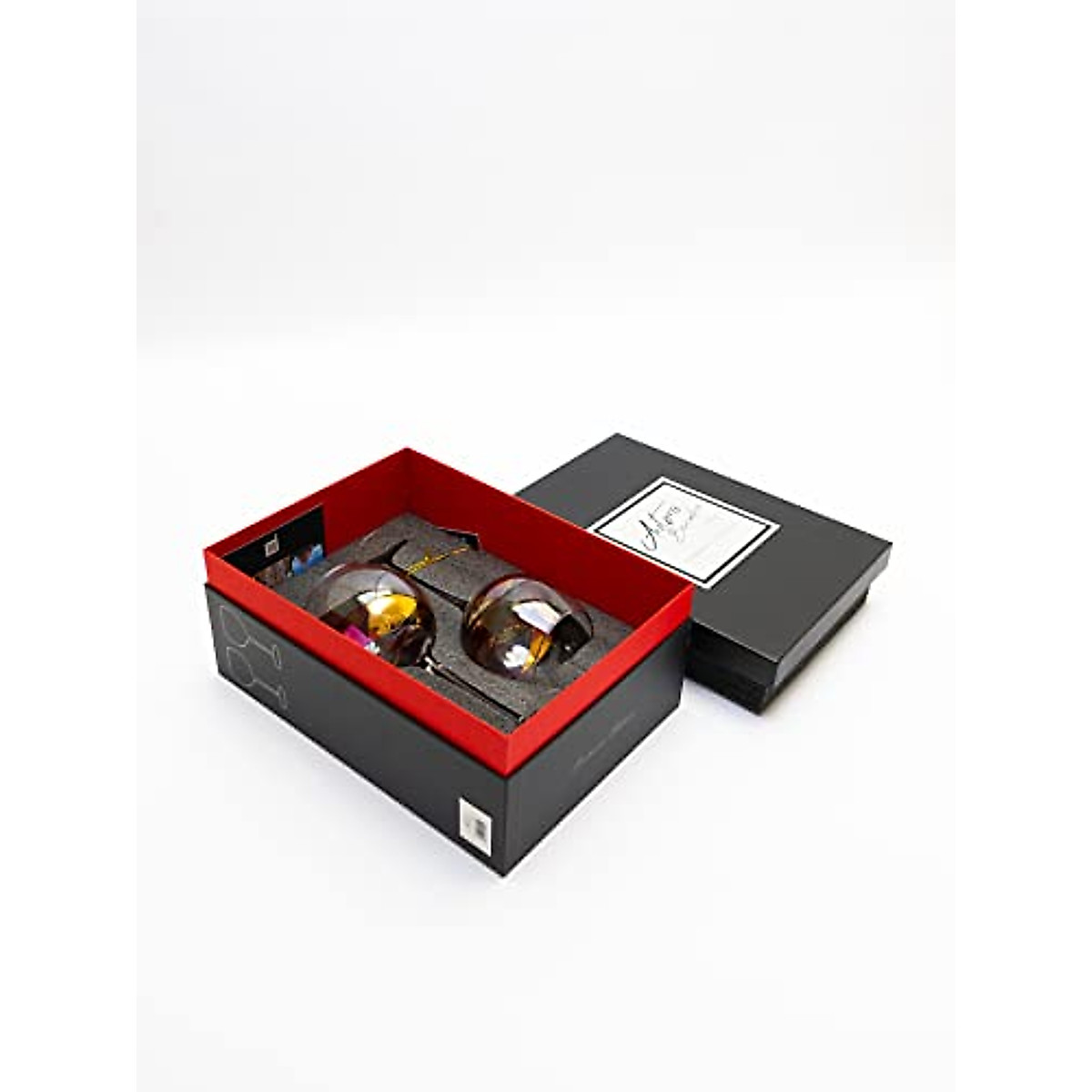 Antoni Barcelona Wine Glass Large Stem 21oz - EXCLUSIVE BOX - Handblown & Handmade, Handpainted Glasses Drinkware Essentials Wine Glassware Unique Gifts Ideas Women Men Birthday Wedding (Red, Set 2)