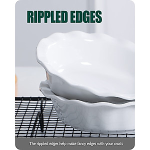 Lareina Mini Pans Set of 6, 6.5 Inch Individual Dish for Baking, 12 oz Small Ceramic Pie Plates for Chicken Pot Pie, Microwave and Dishwasher Safe, Christmas Gifts for Women, White