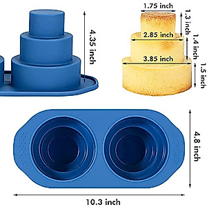 Webake Mini 3 Tier Cake Pan, Silicone Tier Cake Molds, 2 Pack Blue Molds for Small Smash Cake Cupcake for Birthday, Baby Shower, Wedding, 3.8 Inch Dia
