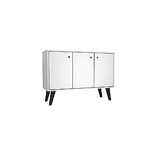 Manhattan Comfort Bromma Mid Century 3 Door Sideboard Buffet Cabinet, White