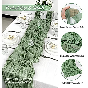 10 Packs 10Ft Cheesecloth Table Runner Rustic Boho Gauze Wedding Table Runner for Wedding Bridal Shower Birthday Party Table Decor (Sage Green)