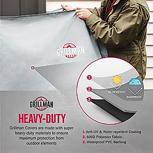 Grillman Premium Grill Cover for Outdoor Grill, BBQ Grill Cover, Rip-Proof, Waterproof, Top Heavy-Duty Large Grill Covers for Outside, Barbecue Cover & Gas Grill Covers (52" L x 26" W x 43" H, Gray)