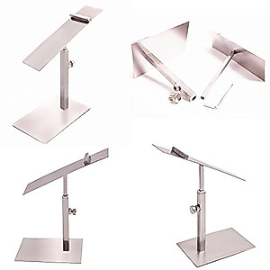Nipole Modern Stainless Steel Adjustable Shoes Display Stands Rack in Shopping Mall (Brushed Silver)