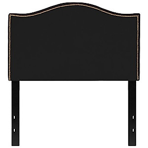 BizChair Upholstered Twin Size Headboard with Nailtrim in Black Fabric