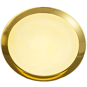 MyGift Modern Brass Plated Metal Lazy Susan Turntable, 12 Inch Rotating Tray, Pedestal Dessert Display Riser - Handcrafted in India